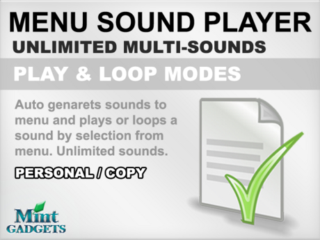 Second Life Marketplace - MintScripts - Menu Sounds Player Script/ Personal